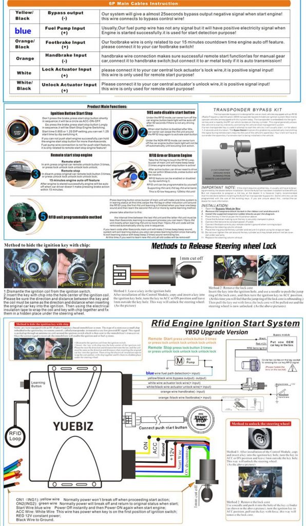 RFID invisible remote enable immobilizer,Engine Start Stop Kit with ...